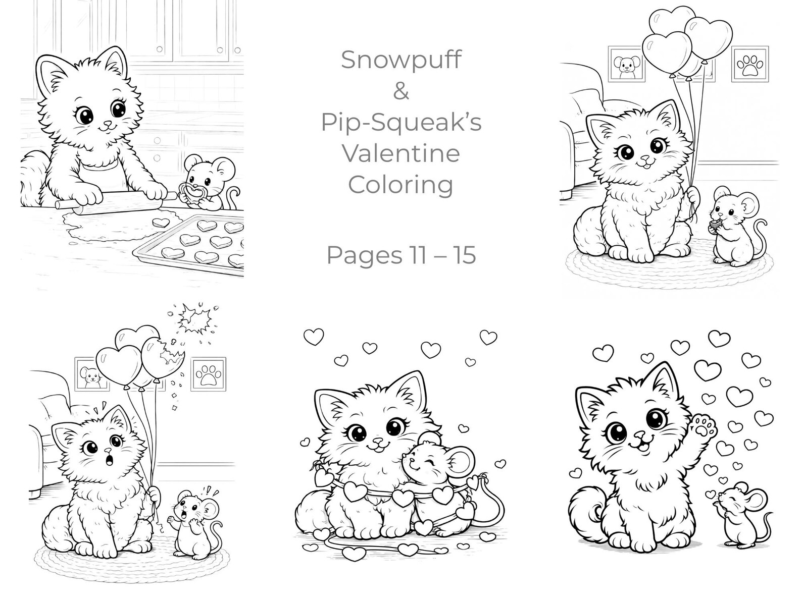 Valentine’s Day Coloring Pages for Kids Ages 4 - 8 Snowpuff the Fluffy ...