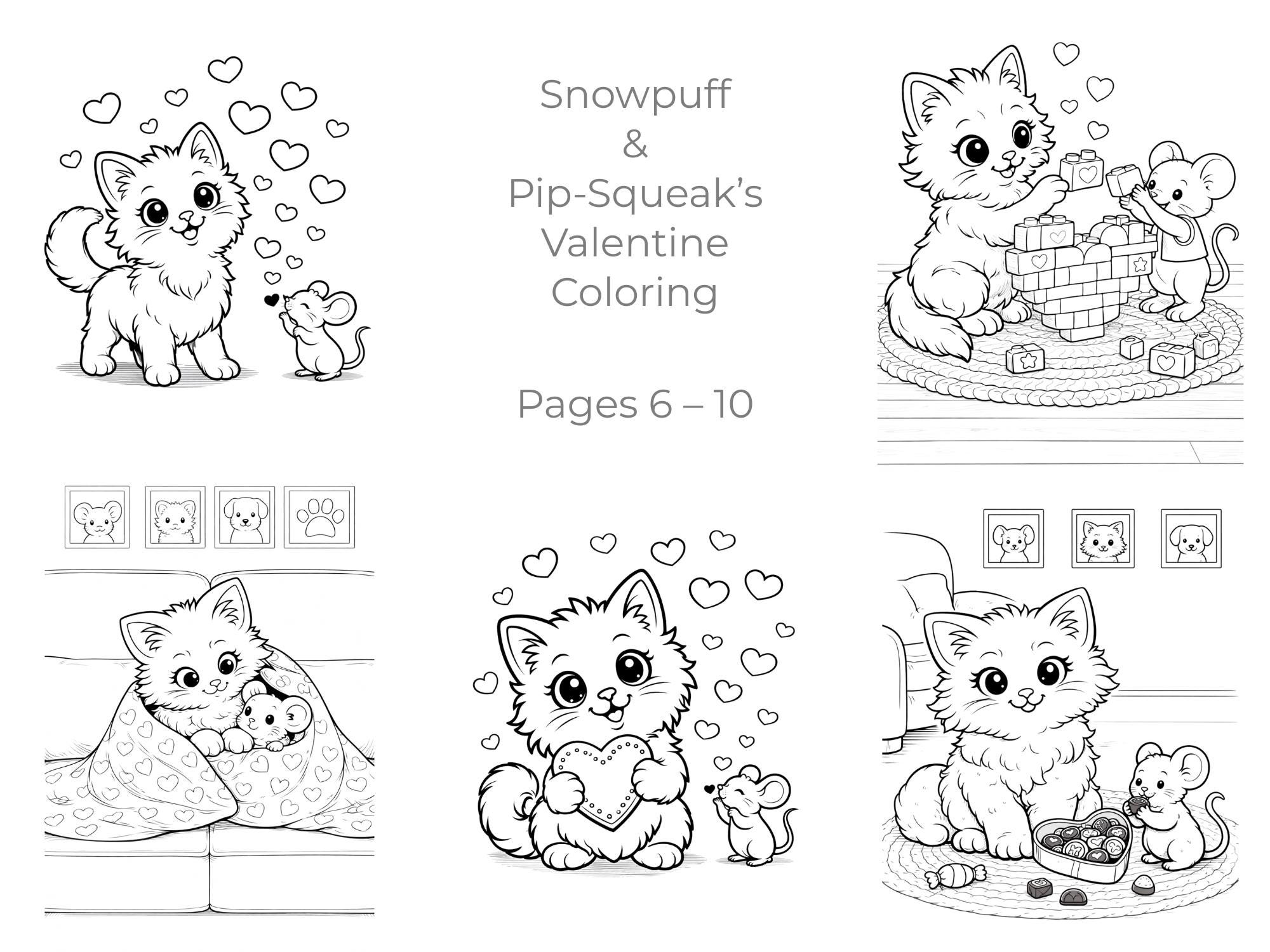 Valentine’s Day Coloring Pages for Kids Ages 4 - 8 Snowpuff the Fluffy ...