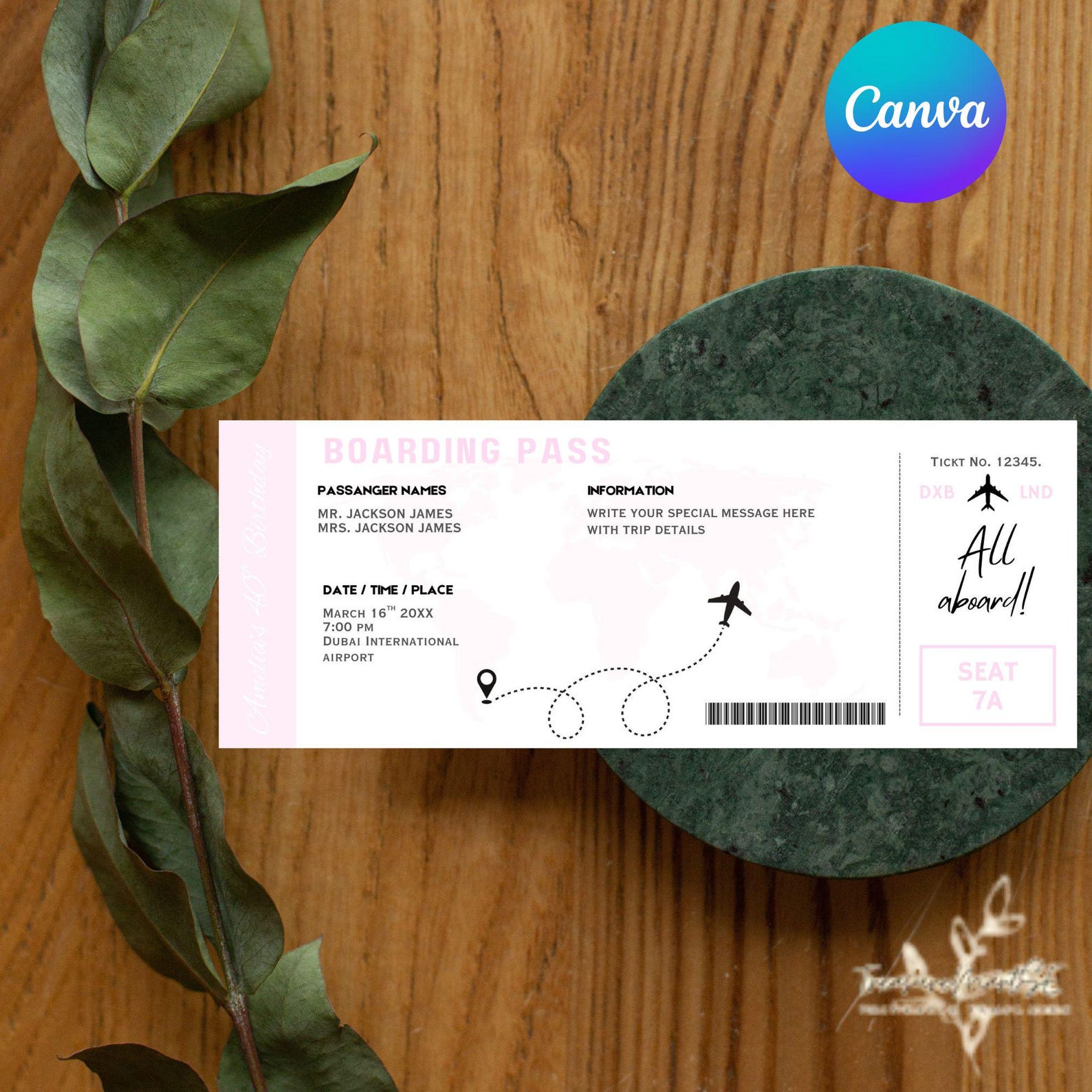Birthday Party Boarding Pass Invitation, Printable Flight Ticket Invite ...