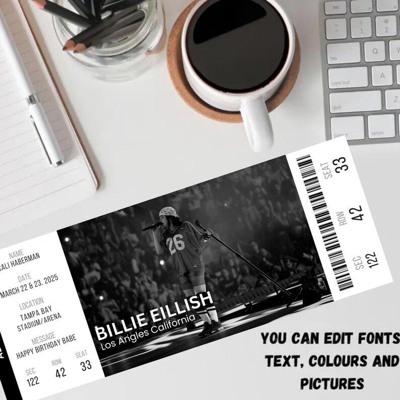 Editable Concert Ticket Canva, DIY Tickets Template, Printable Custom ...