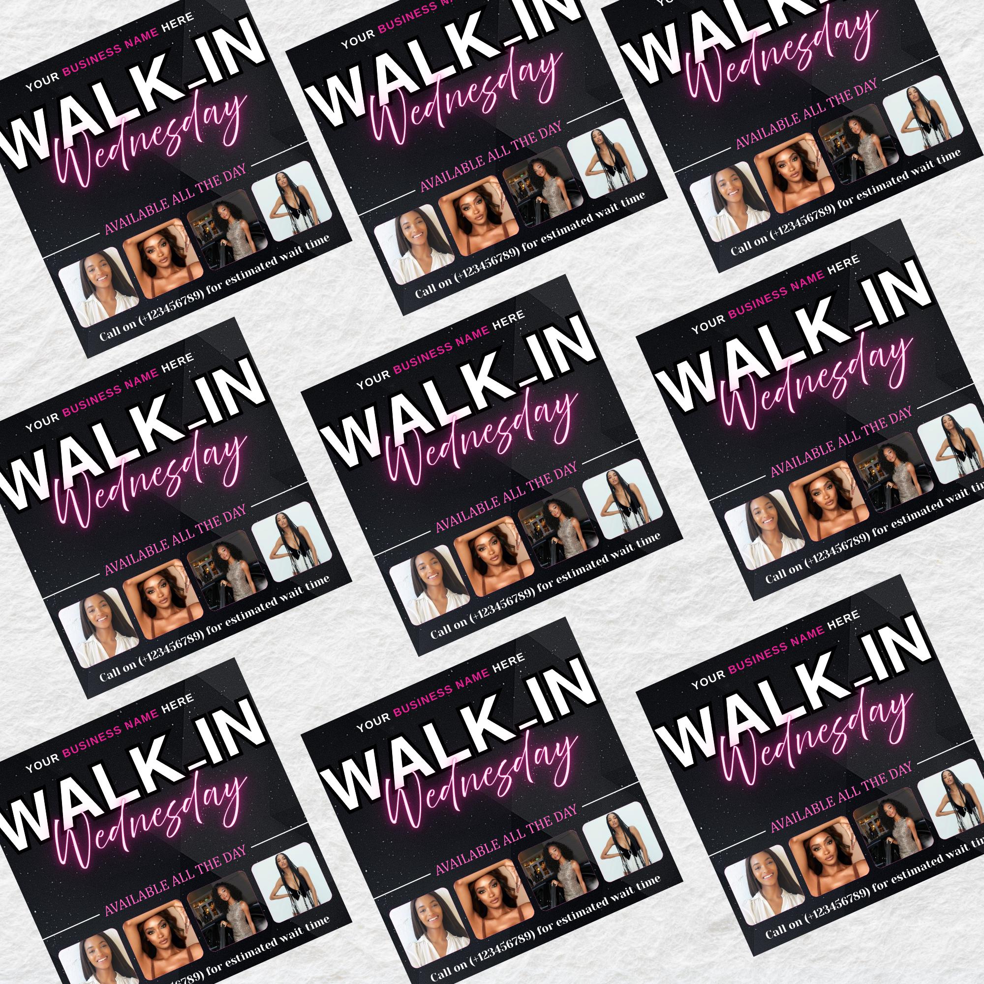 Walk Ins Flyer, Walk in Welcome Flyer Walk in Wednesday, Hair Booking ...