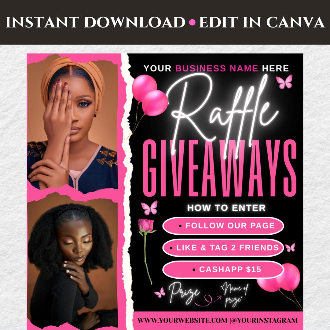 Raffle Giveaway Flyer, Raffle Flyer, DIY Giveaway Flyer, Raffle Ticket ...