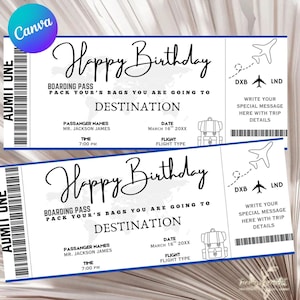 Surprise Birthday Trip Ticket, Printable Happy Birthday Boarding Pass ...