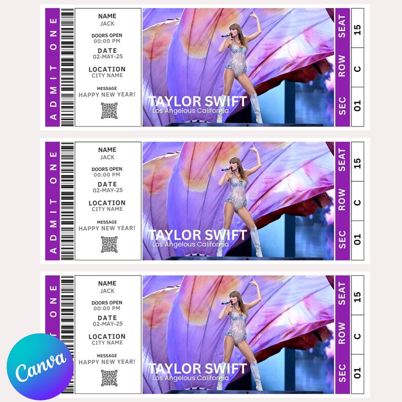 Editable Concert Ticket Template | Custom Concert Ticket | Printable ...