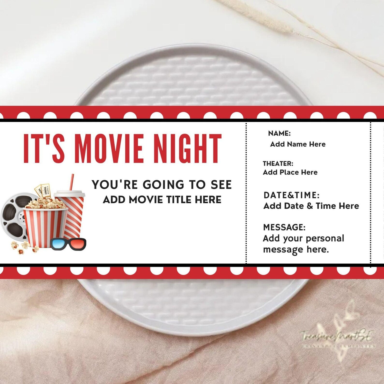 Printable MOVIE Gift Tickets. Cinema Themed Gift Reveal Ticket ...