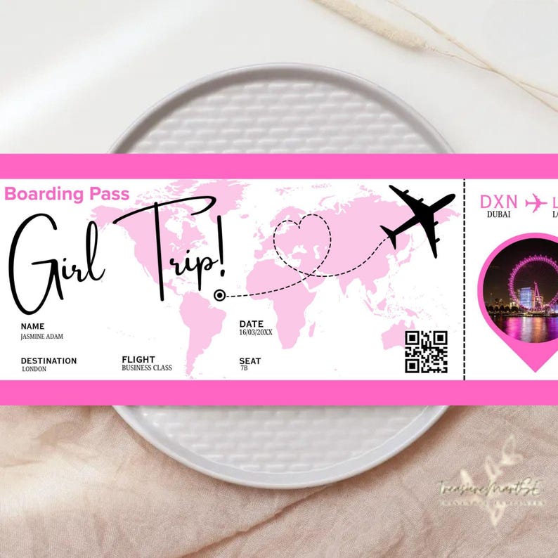 Editable Boarding Pass Template, Printable Personalized Airline Ticket ...