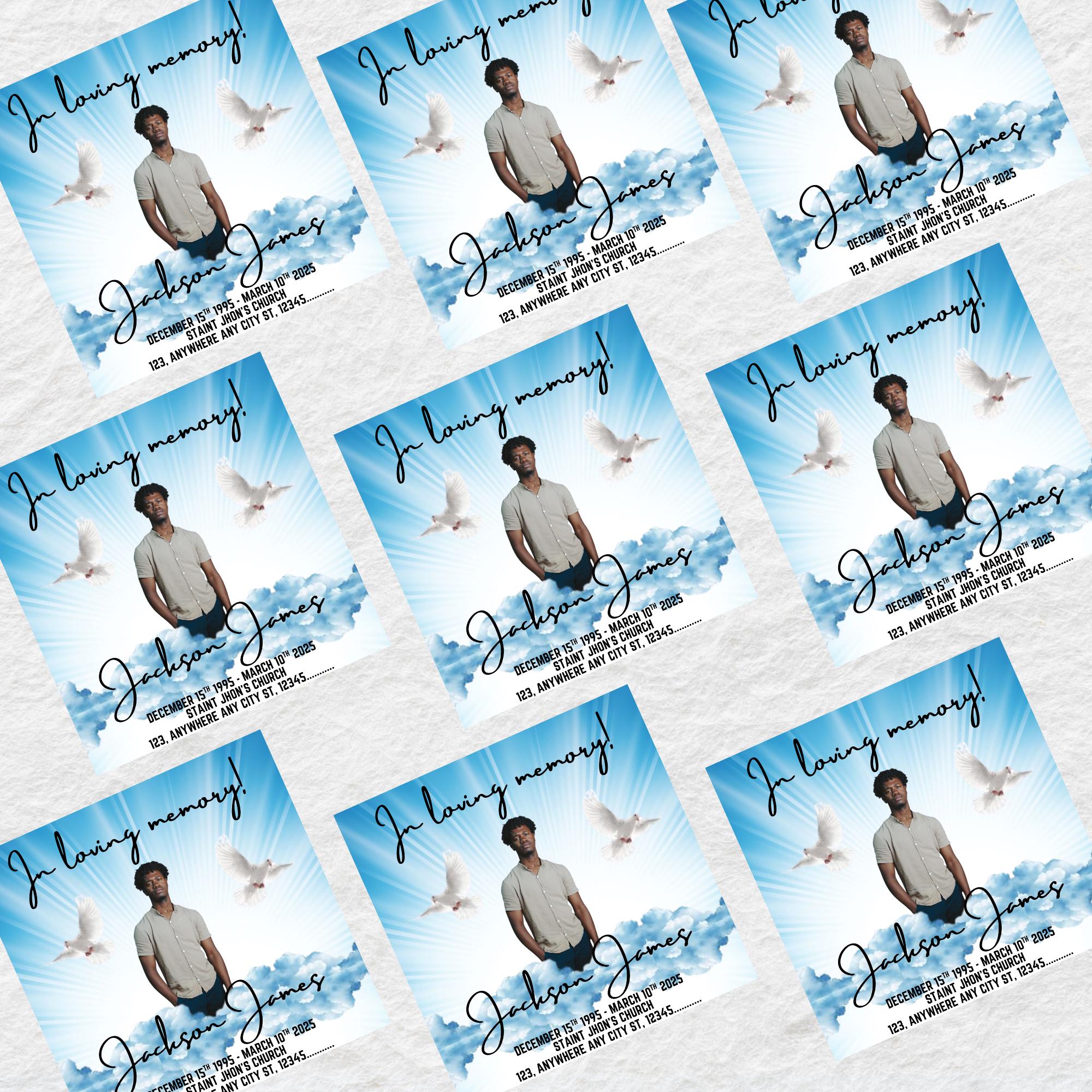 Funeral Memorial Announcement Flyer, DIY Flyer Template Design, in ...