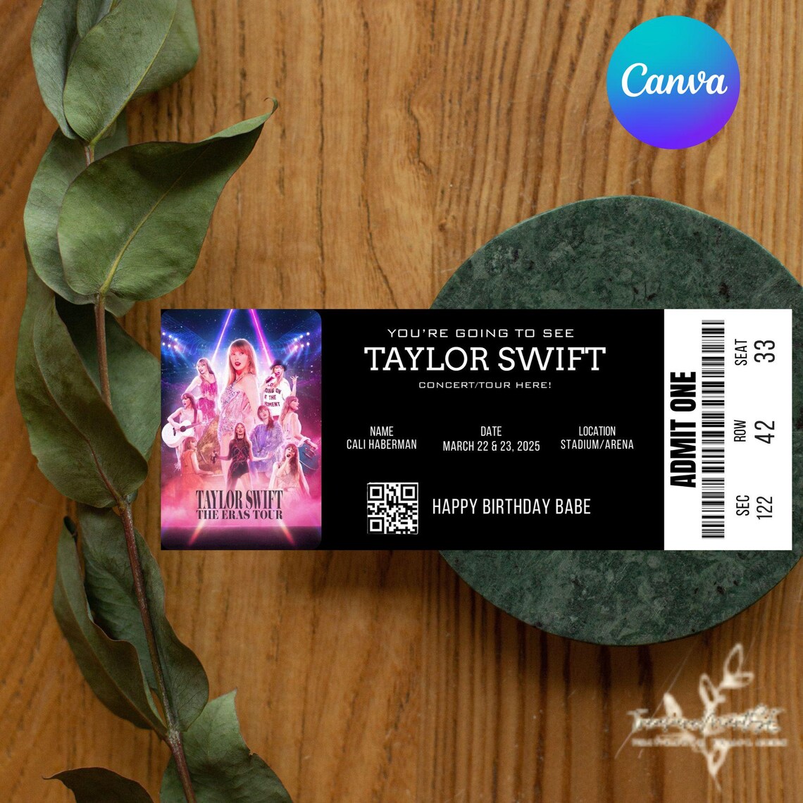 Editable Concert Ticket Template, Custom Concert Ticket Gift, DIY Event ...