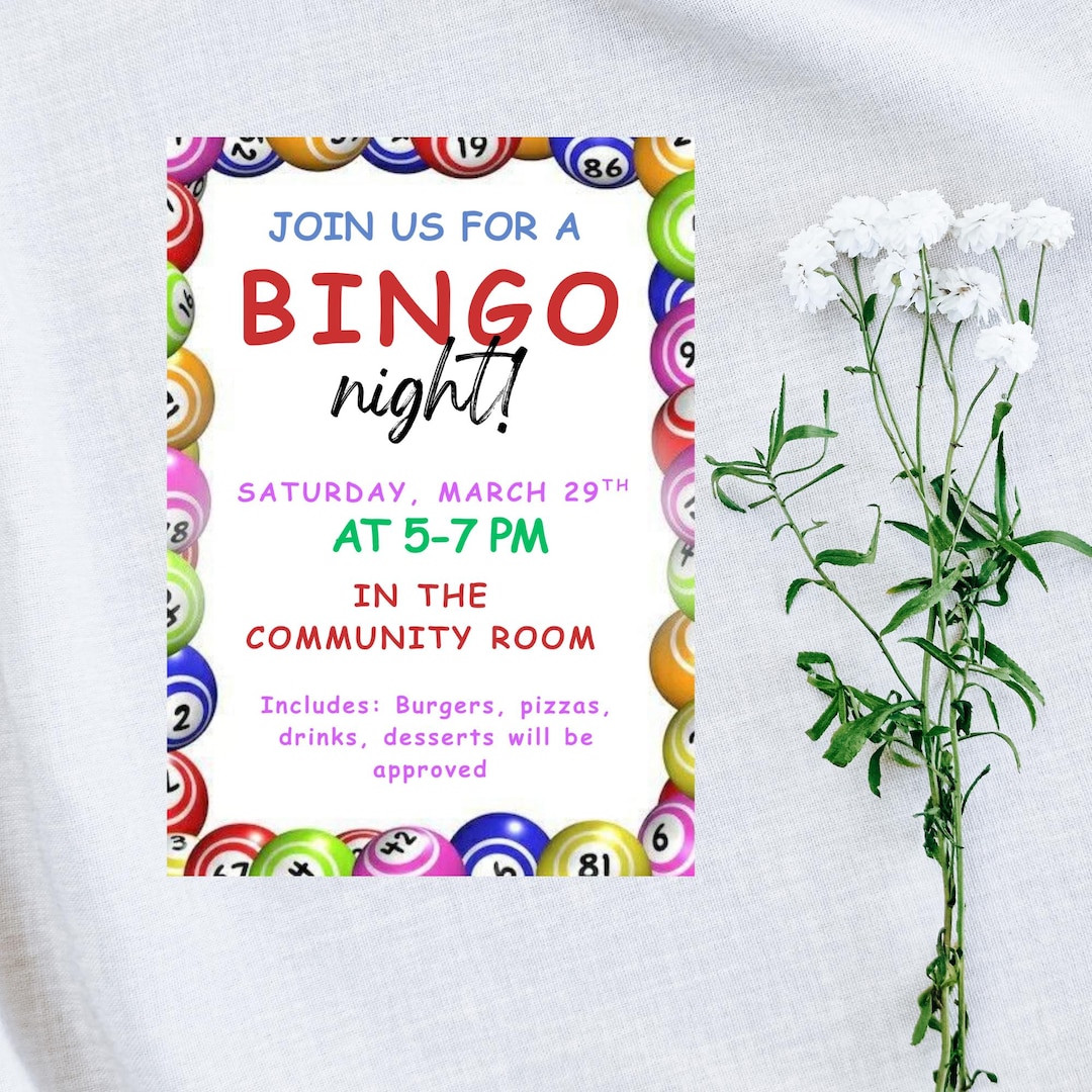 Editable Bingo Night Flyer Template, Night Game Invite, School Family ...