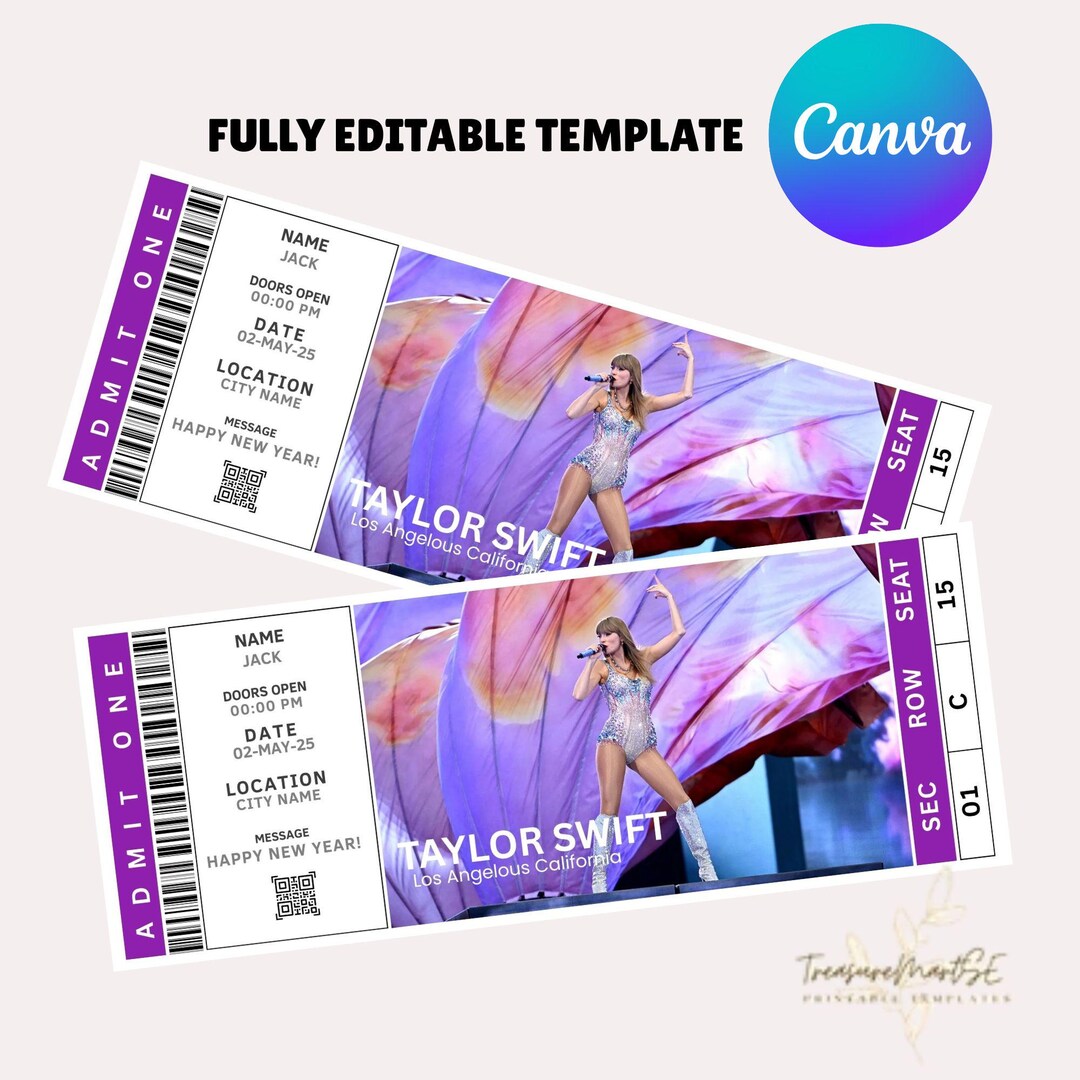 Editable Concert Ticket Template | Custom Concert Ticket | Printable ...