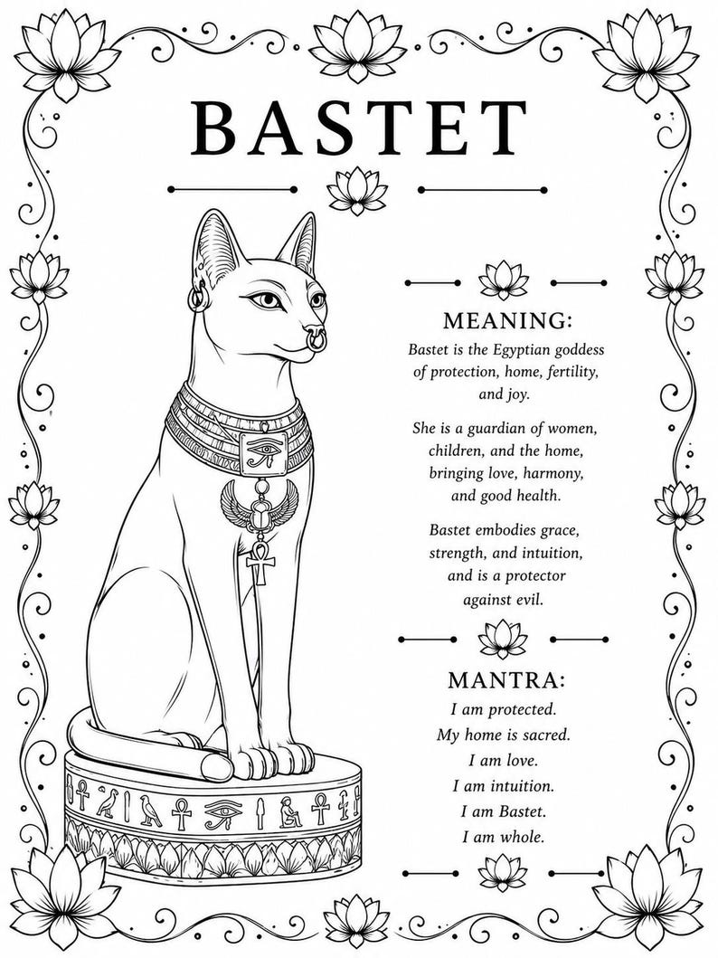 BASTET – Egyptian Coloring Page - Etsy