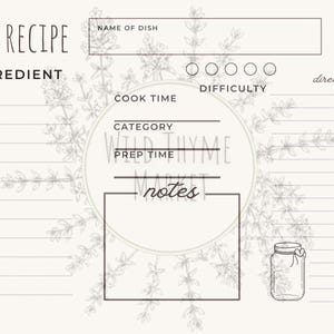 Printable Recipe Card | 4x6 Digital Download | Cottagecore Kitchen ...