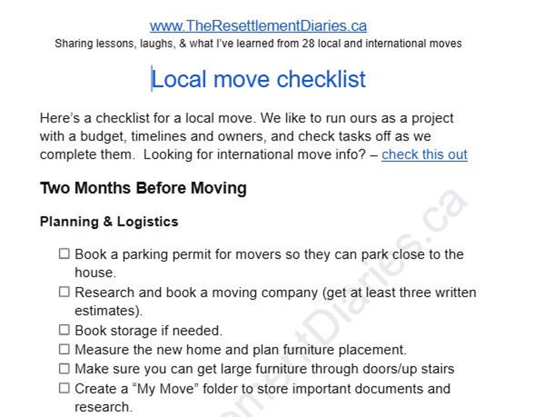 Moving Planner Checklist - Printable Digital Download 7 Pages - Local ...