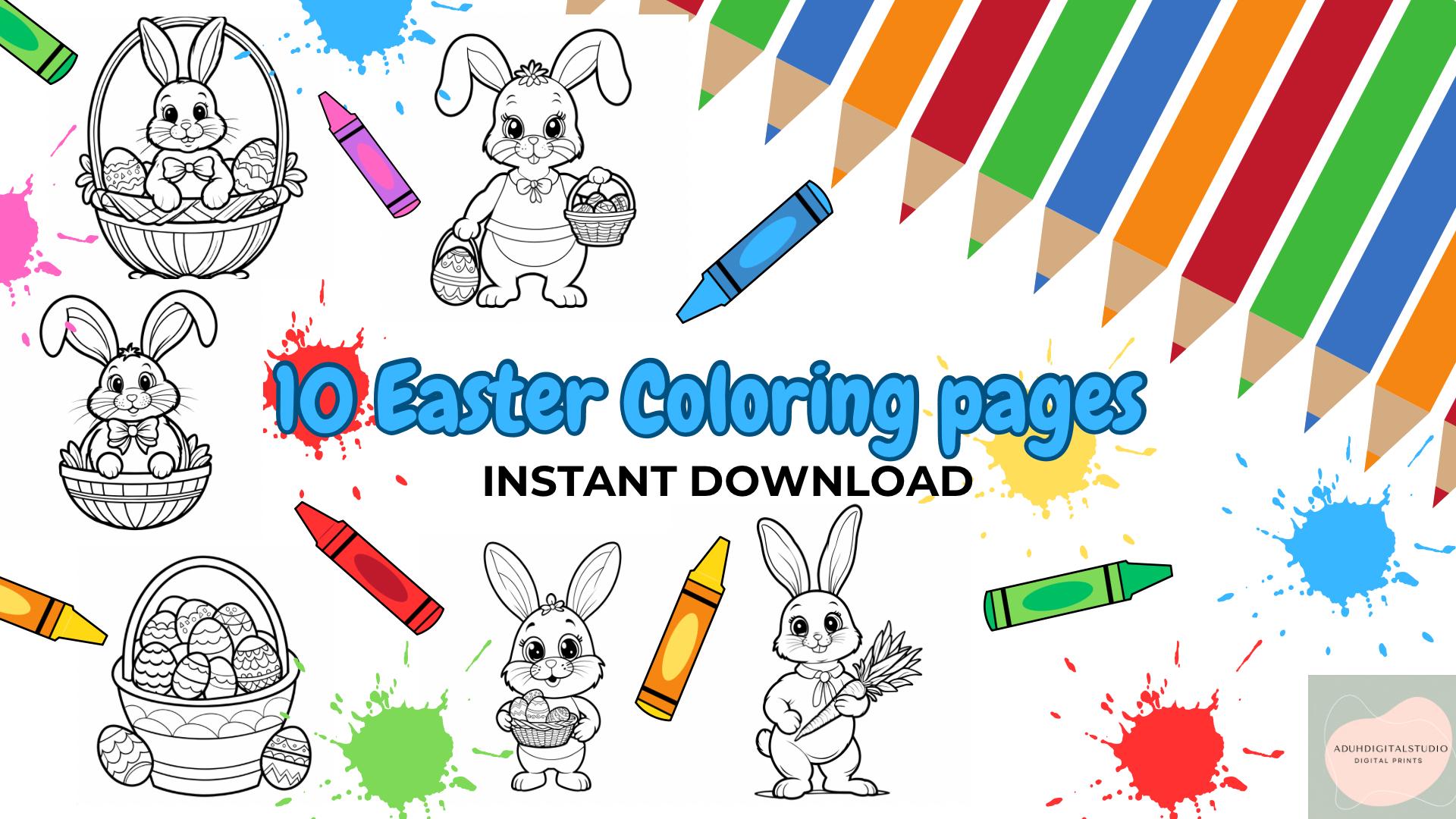 10 Printable Easter Coloring Book for Kids - High-resolution Designs - Etsy