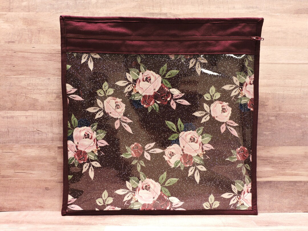 Burgundy Rose Project Pouch: Glitter Vinyl Front, Quilted Back - Etsy