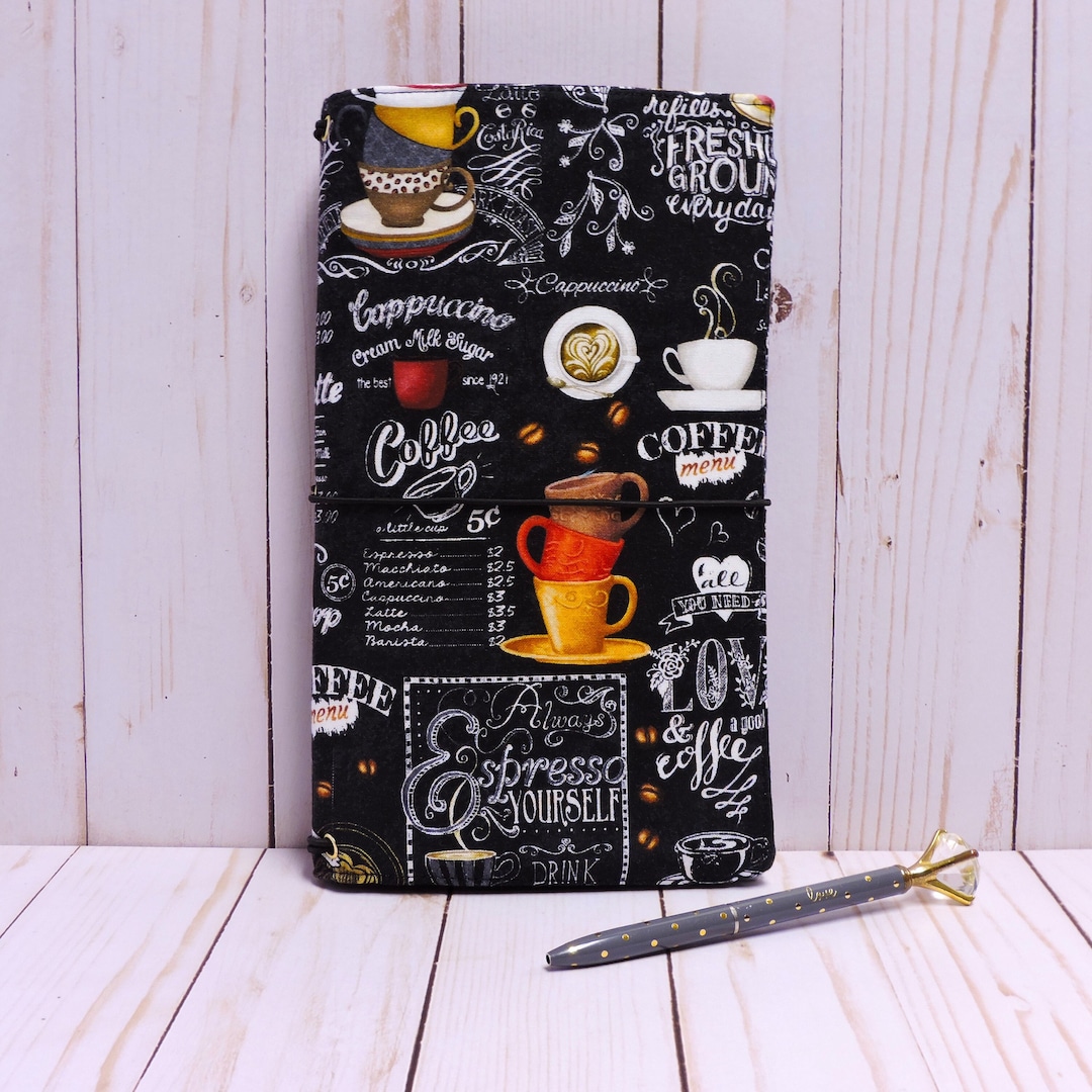Coffee Time Fabric Traveler's Notebook Cover: Standard A5 A6 B6 - Etsy