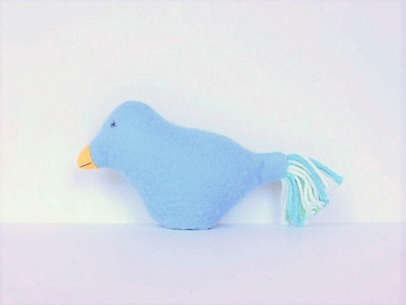 Blue Bird Felt Cat Toy With Yarn Teaser Tail Filled With or | Etsy