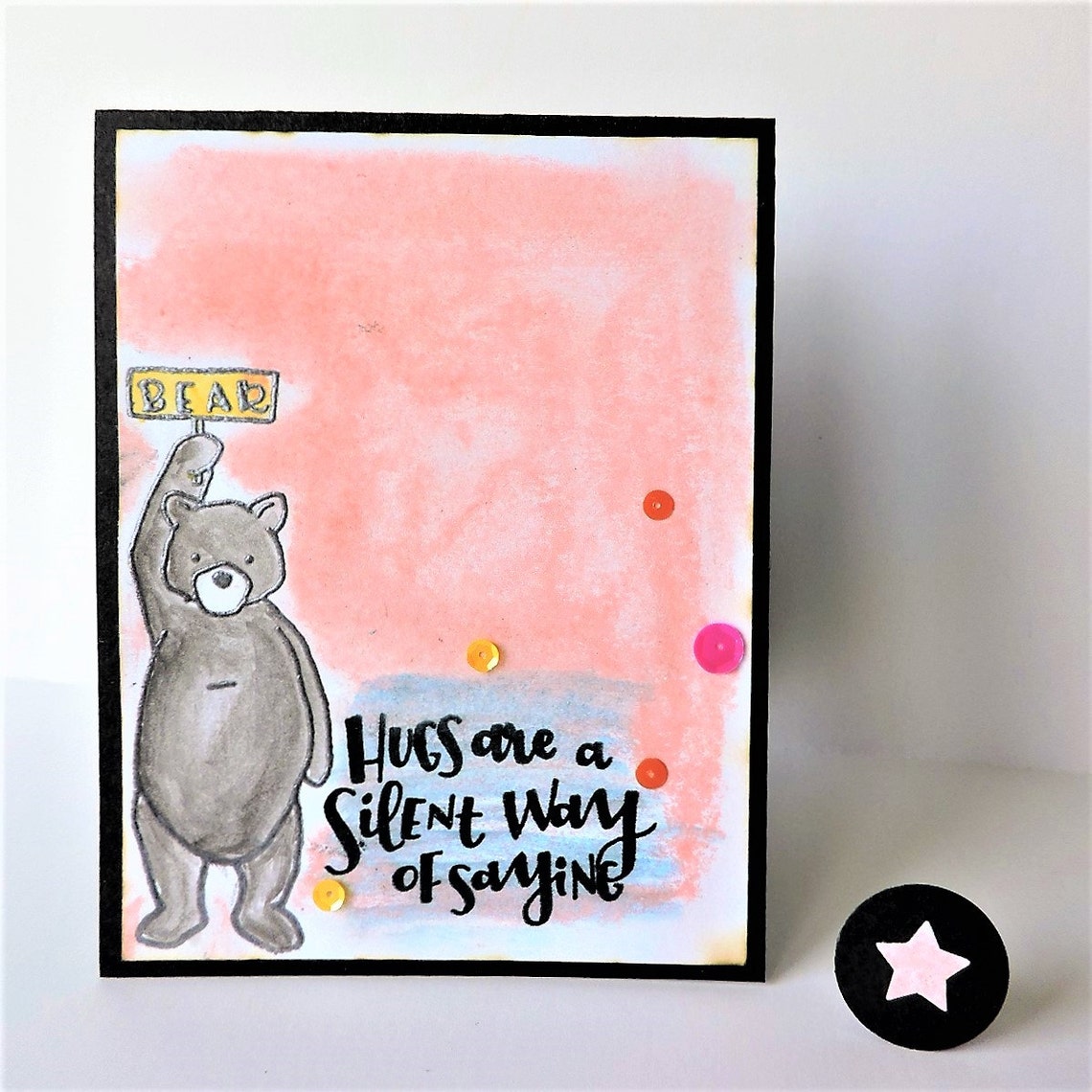 Bear Hug Social Distancing Encouragement Greeting Card, Pink Sympathy ...