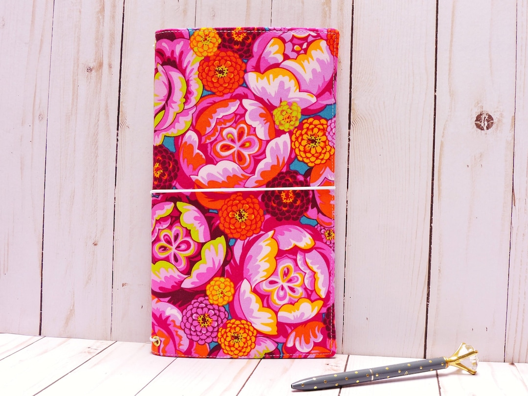 Magenta Floral Traveler's Notebook Cover: Vegan Fauxdori - Etsy