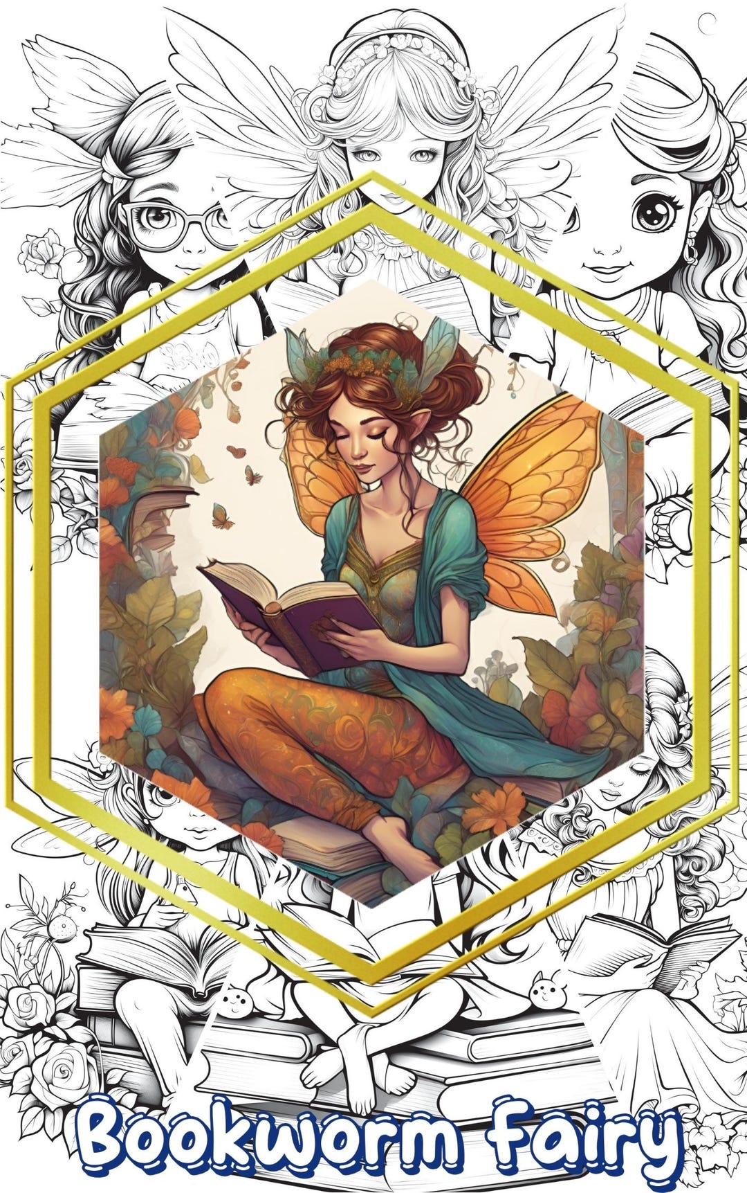 Bookworm Fairies Coloring Pages –cute Fairy Reading Scenes | Printable ...