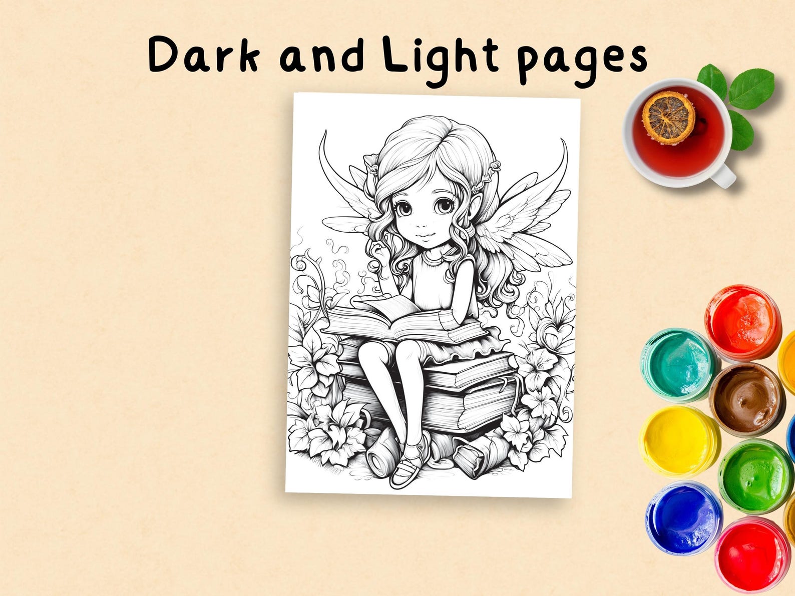 Bookworm Fairies Coloring Pages –cute Fairy Reading Scenes | Printable ...