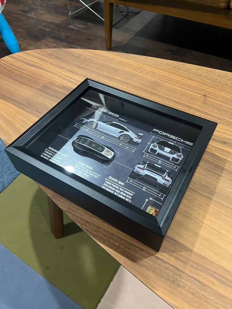 Porsche GT2 RS Blueprint & Key Shadow Box| Wall Motivational Decor ...