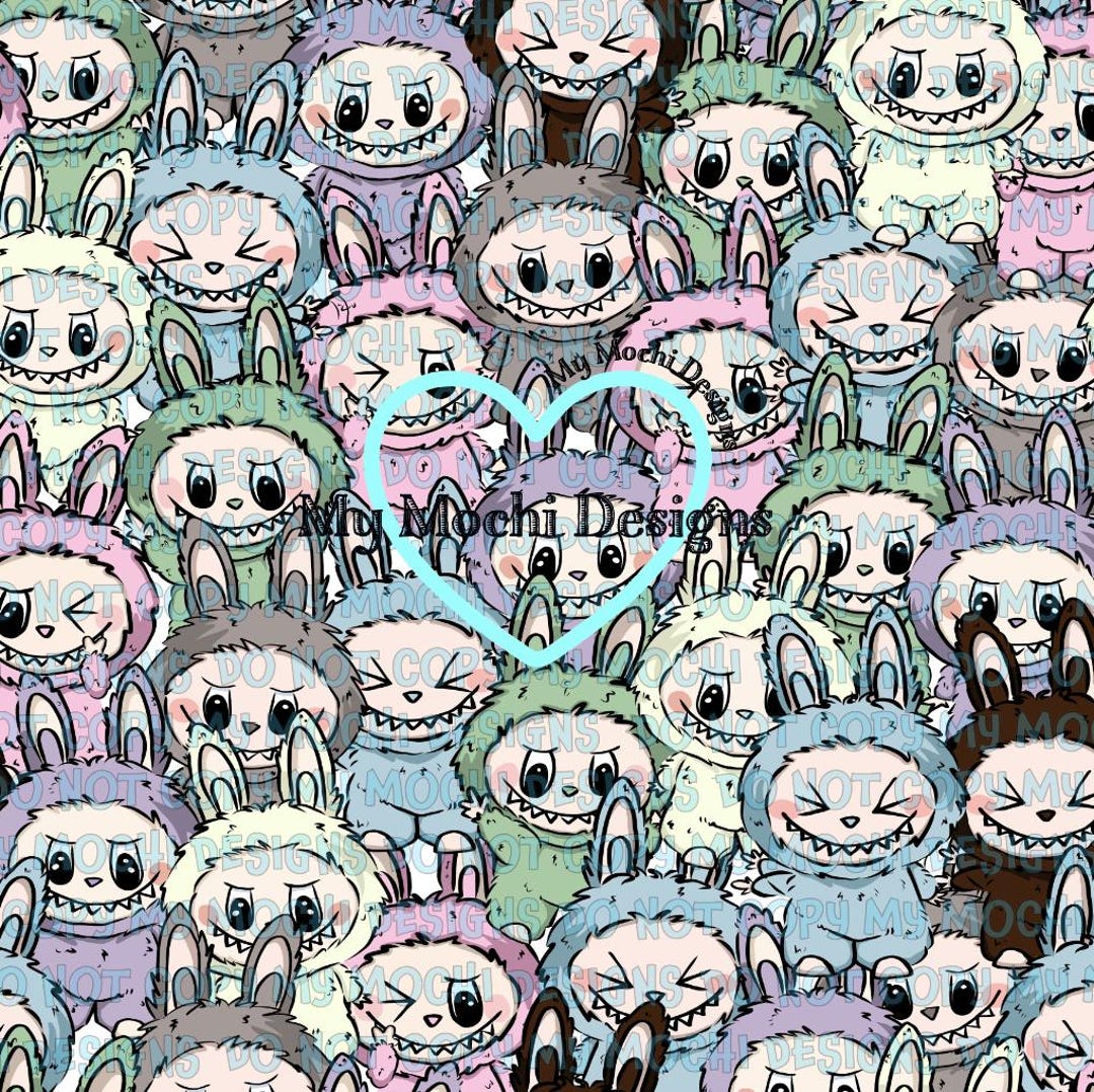 Labubu Monster Tossed PACKED Digital Seamless Pattern 300 DPI ...