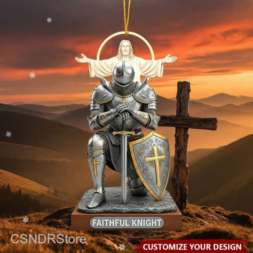 Christian Faithful Knight Christmas Ornament, Personalized Armor of God ...