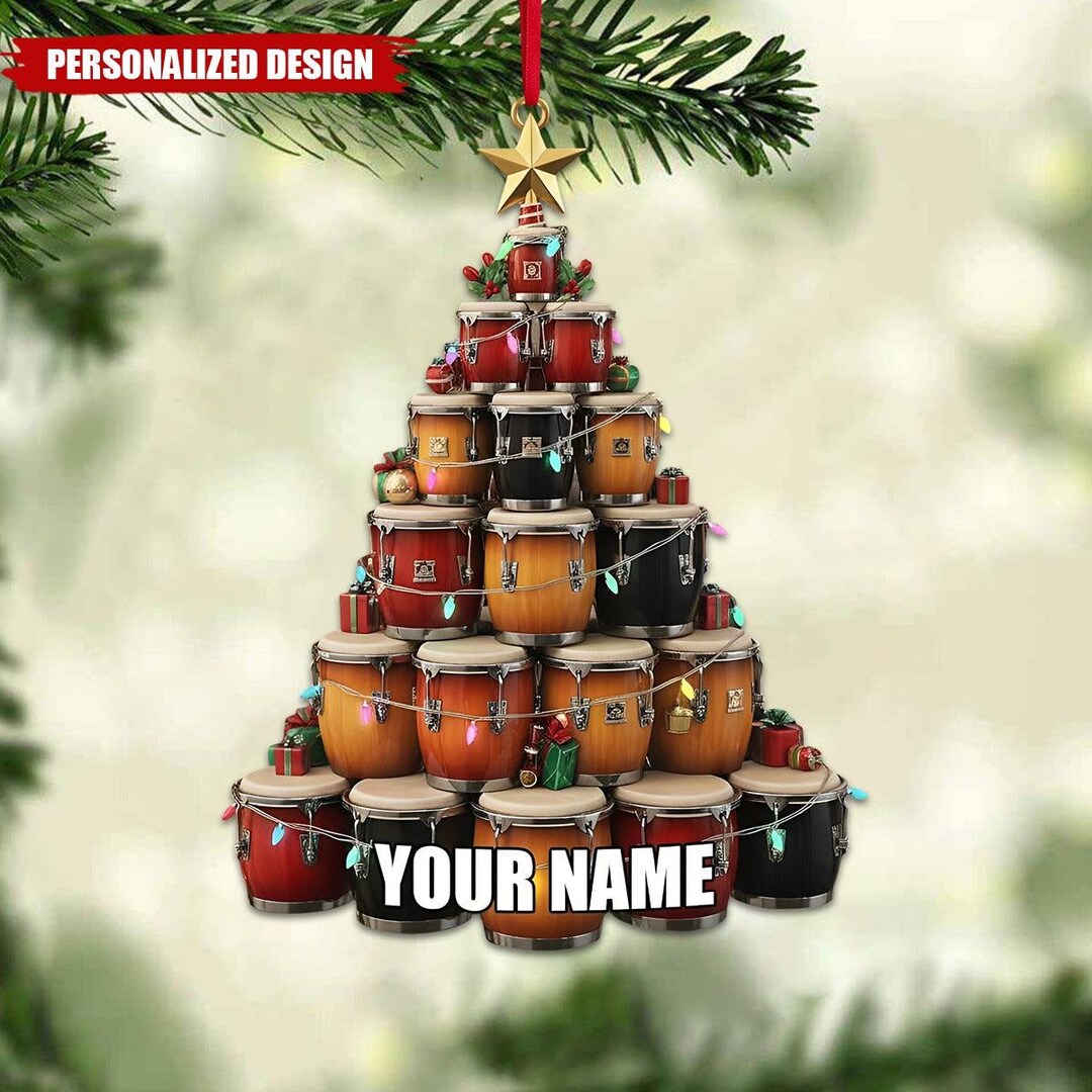 Personalized Conga Drum Christmas Ornament, Custom Name Drum Christmas ...