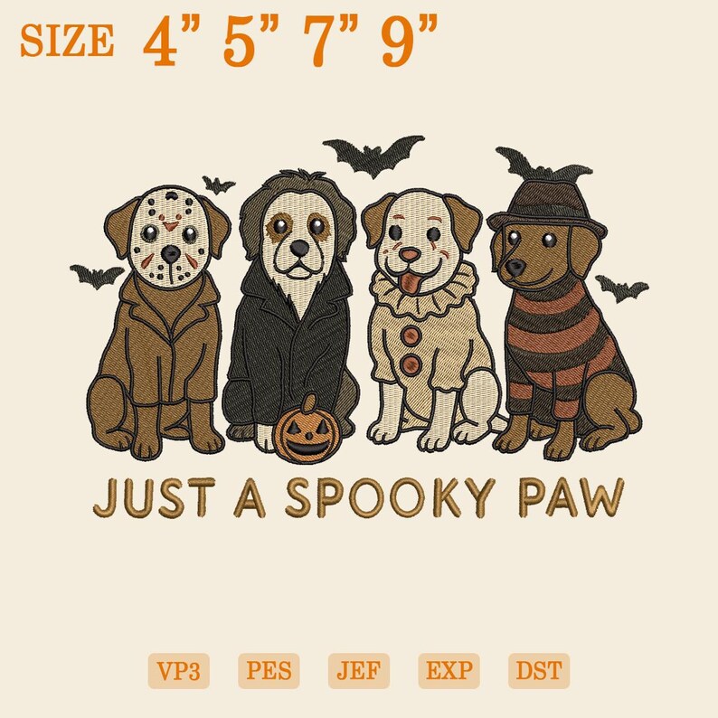 Embroidery Just A Spooky Paw File, Halloween Dog Embroidered, Halloween ...