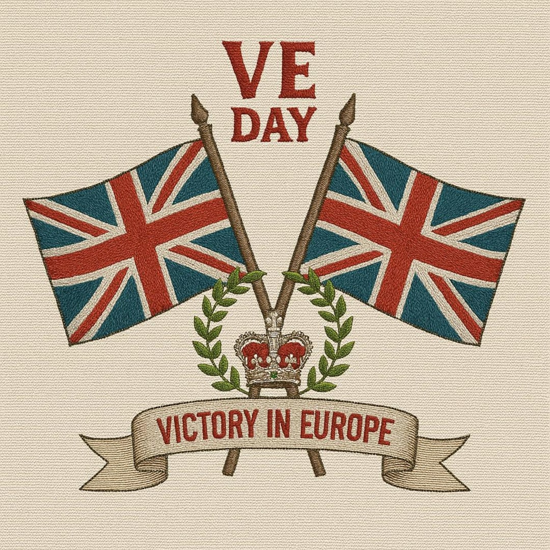 Embroidery VE Day 80th Anniversary Digital File, Patriot VE Day Union ...