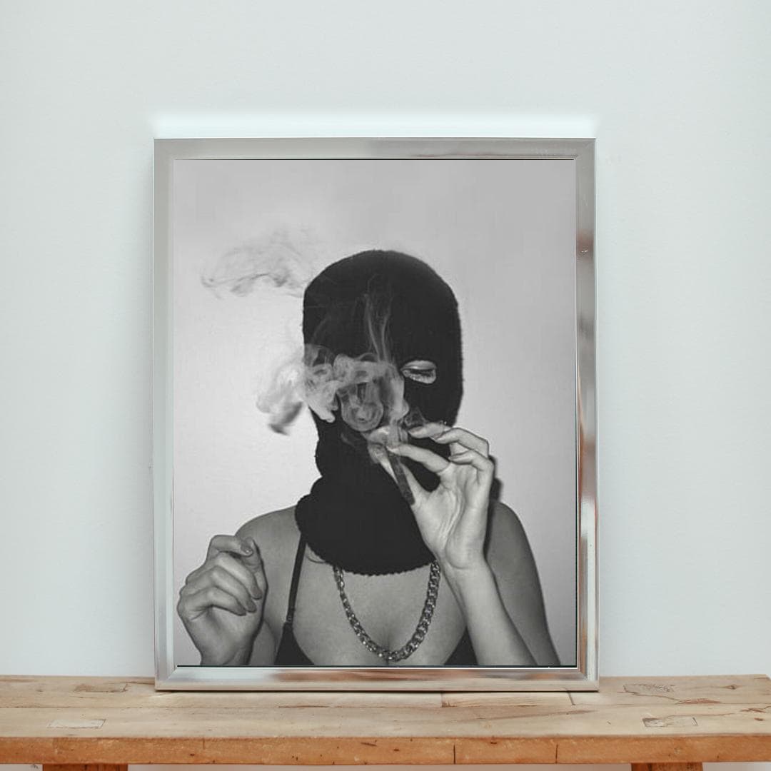 Baddie Smoking Wall Art - Edgy Mask Girl Printable Poster - Urban ...