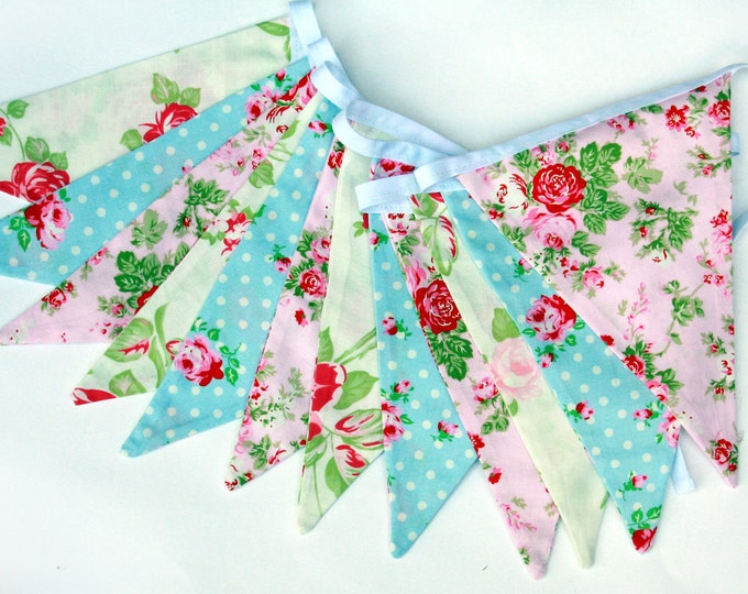 Floral Bunting English Country Garden, Pretty, Retro, Double Sided ...