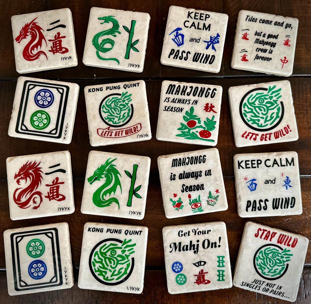 Mahjongg Coasters – Unique Stone Tile Set for Mahjong Lovers! - Etsy
