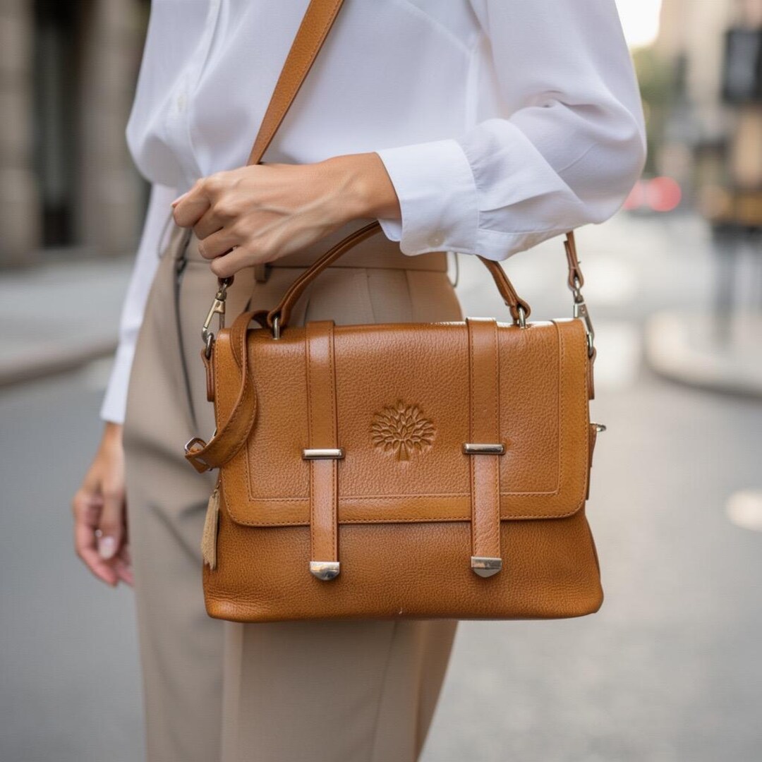 Zoe Leather Tote Bag - Cognac - Etsy