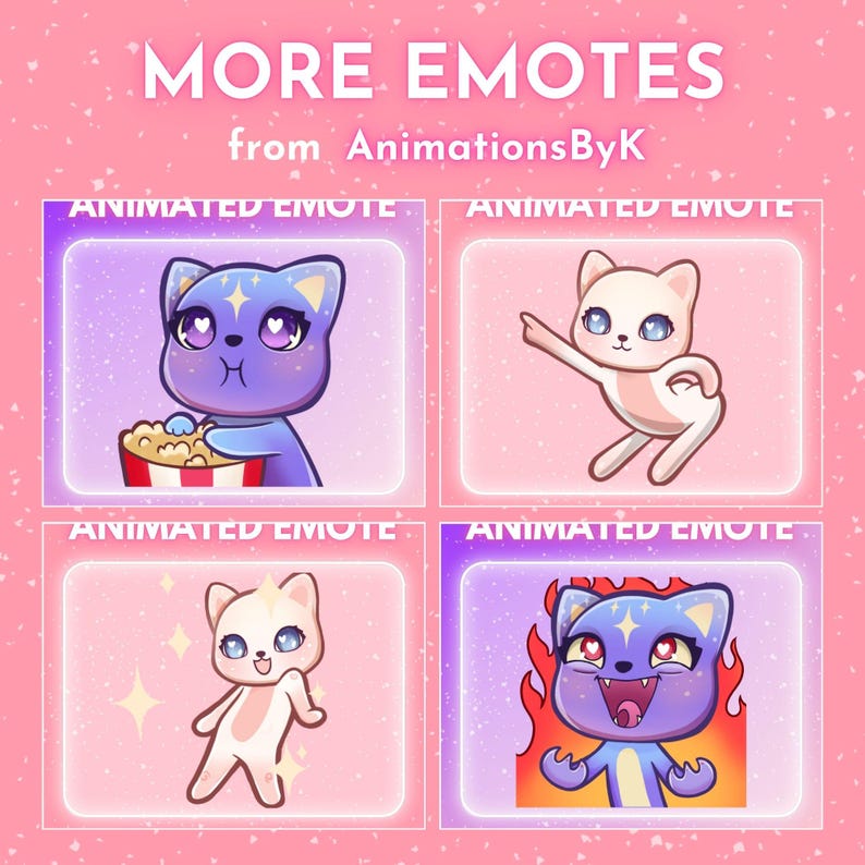 Emote animado para Twitch e Discord - Gatinho branco e rosa fofo e ...