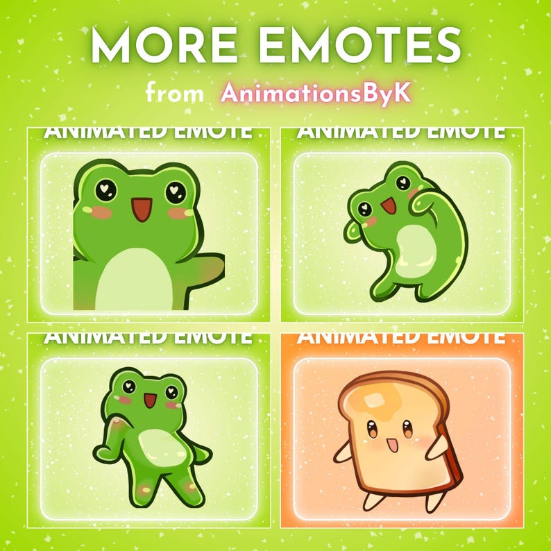 Emote animado para Twitch e Discord - Sapo fofo quebrando nozes