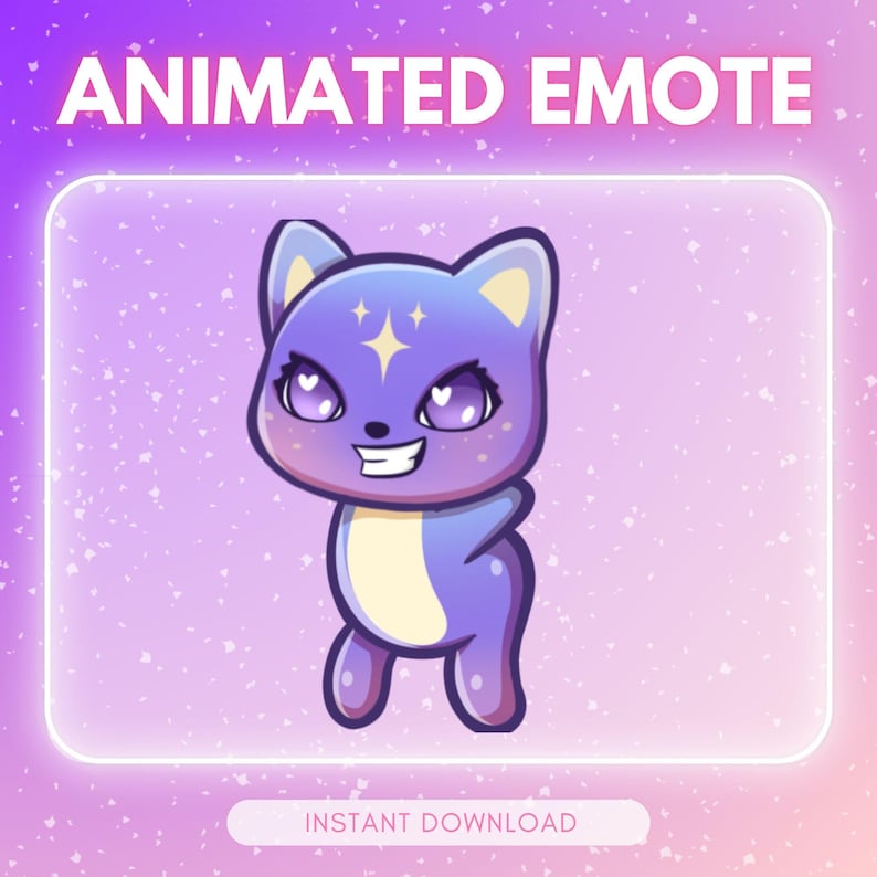 ANIMATED Emote Twitch & Discord - Cute Purple Cosmic Headbanging Kitty Cat