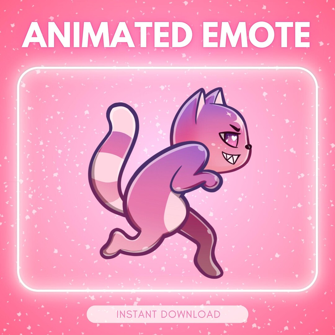 ANIMATED Emote Twitch & Discord - Cute Sneaky Pink Cosmic Kitty Cat
