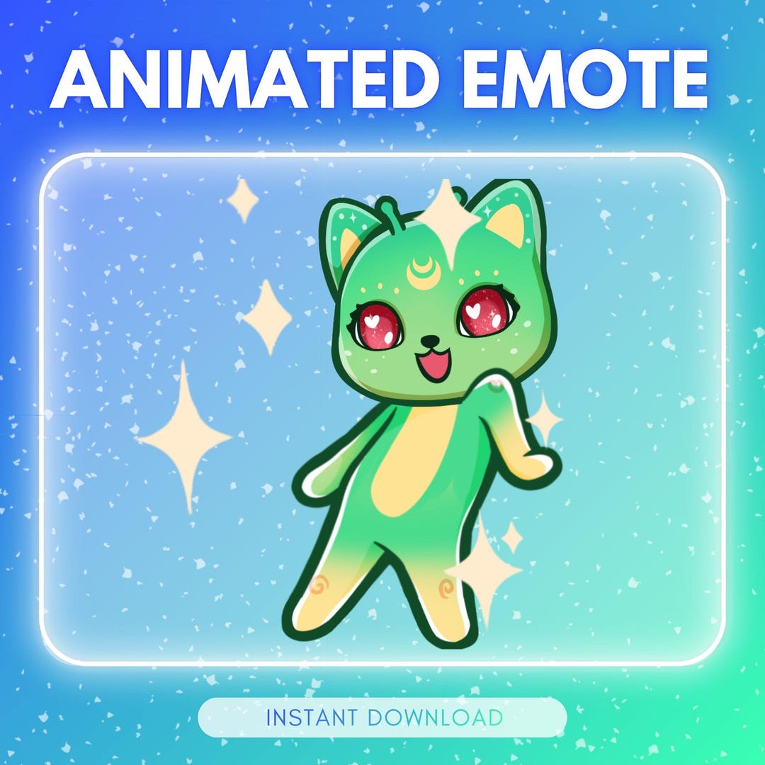 ANIMATED Emote Twitch & Discord - Cute Green Alien Dancing Kitty Cat