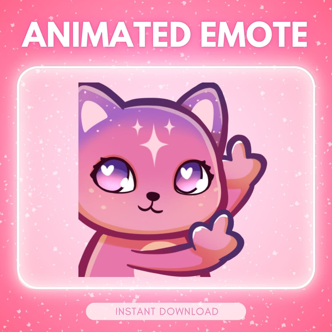 ANIMATED Emote Twitch & Discord - Cute Pink Cat Finger