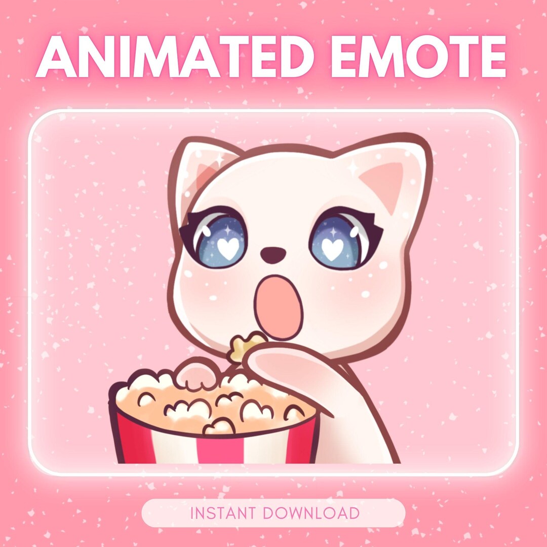 ANIMATED Emote Twitch & Discord - Cute Popcorn Eating Kitty Cat