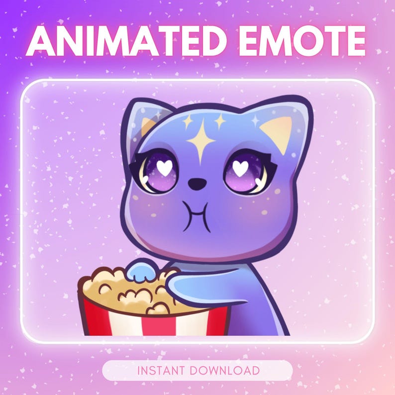 ANIMATED Emote Twitch & Discord - Cute Popcorn Eating Purple Cosmic ...