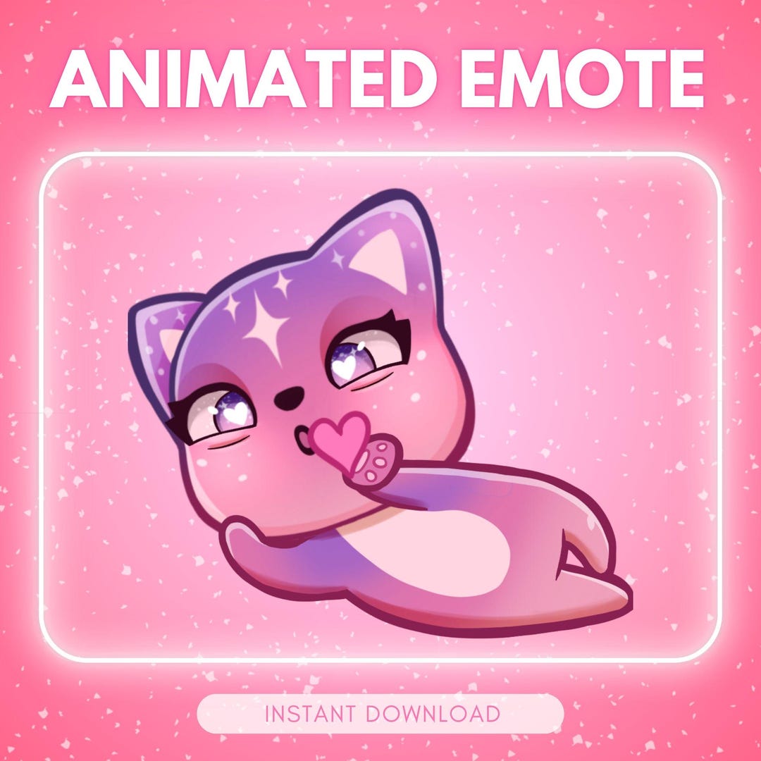 ANIMATED Emote Twitch & Discord - Cute Flirty Pink Cosmic Kitty Cat