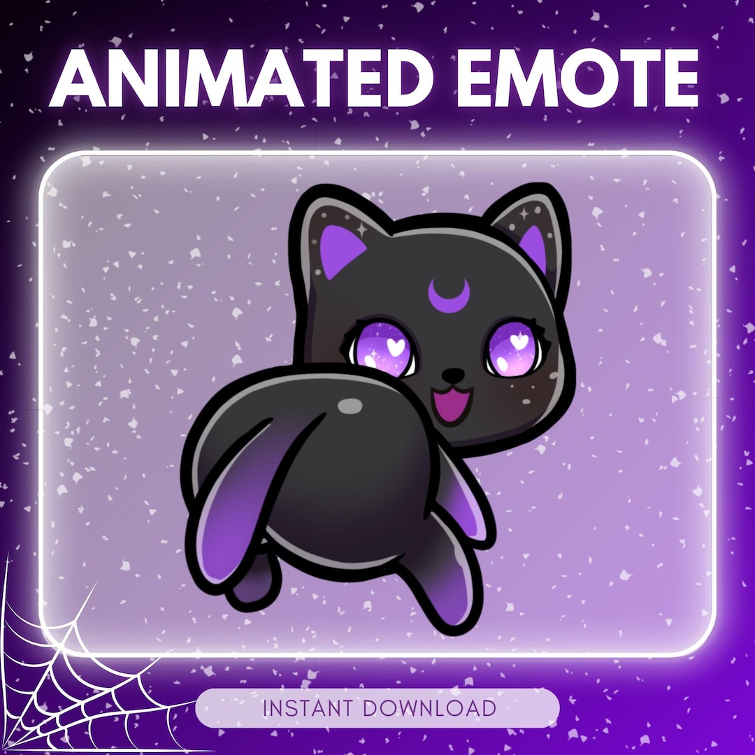 ANIMATED Emote Twitch & Discord - Cute Black Cosmic Twerking Kitty Cat
