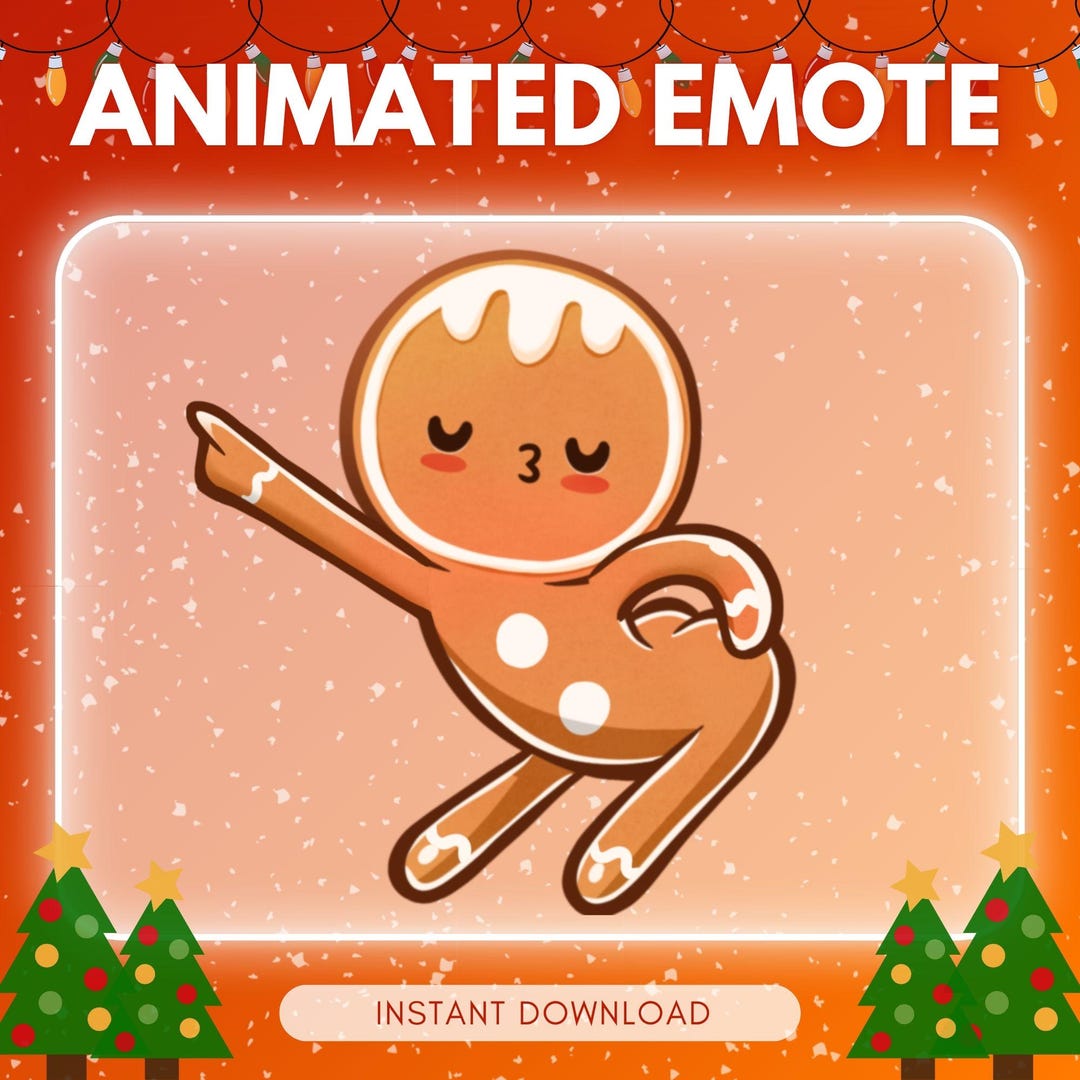 ANIMATED Emote Twitch & Discord - Cute Disco Dancing Gingerbread