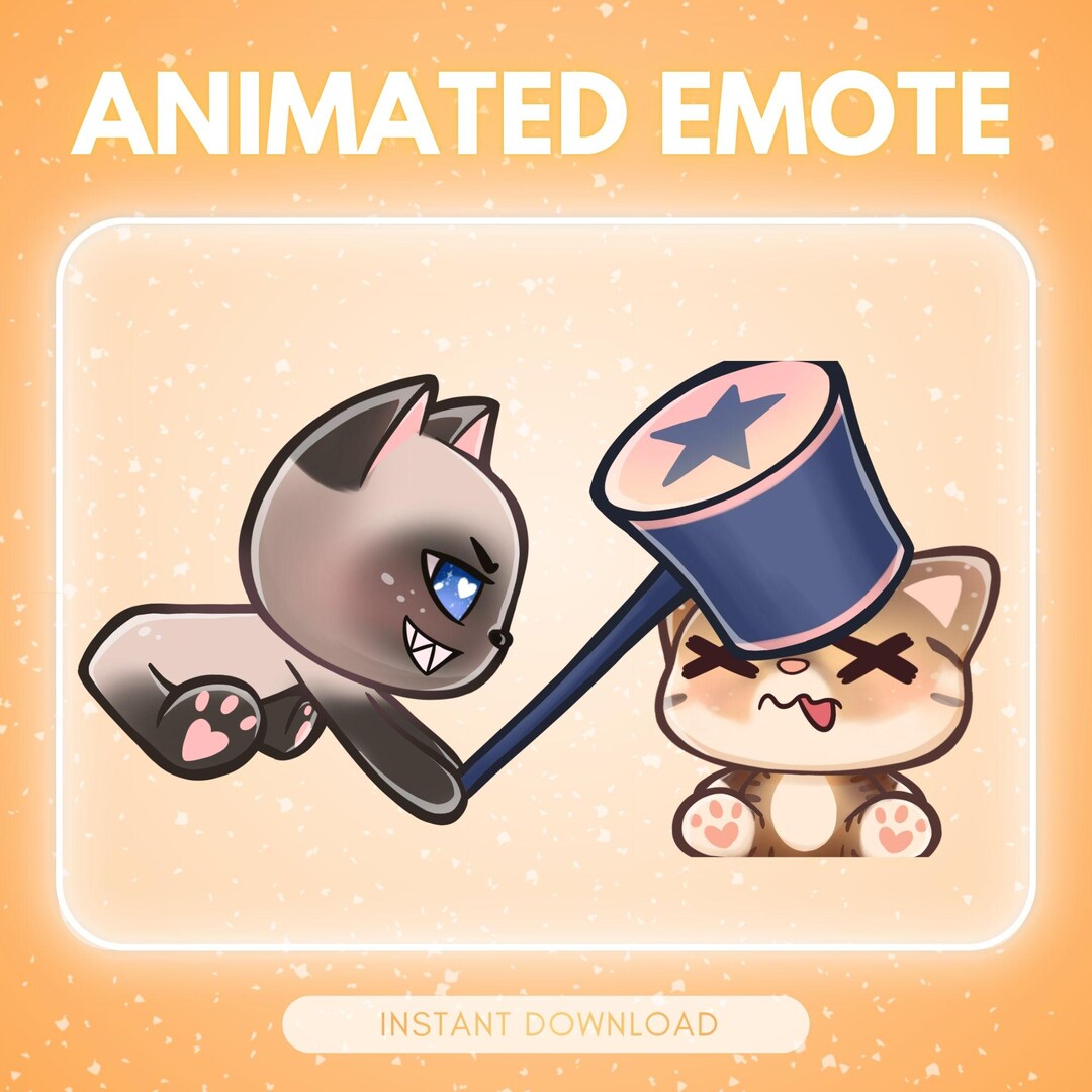 ANIMATED Emotes Twitch & Discord - Chibi Cat Bonk Emote - Siamese Cat ...