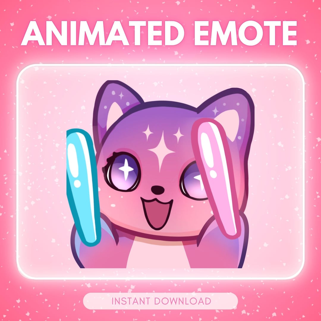 ANIMATED Emote Twitch & Discord - Cute Raving Pink Cosmic Kitty Cat