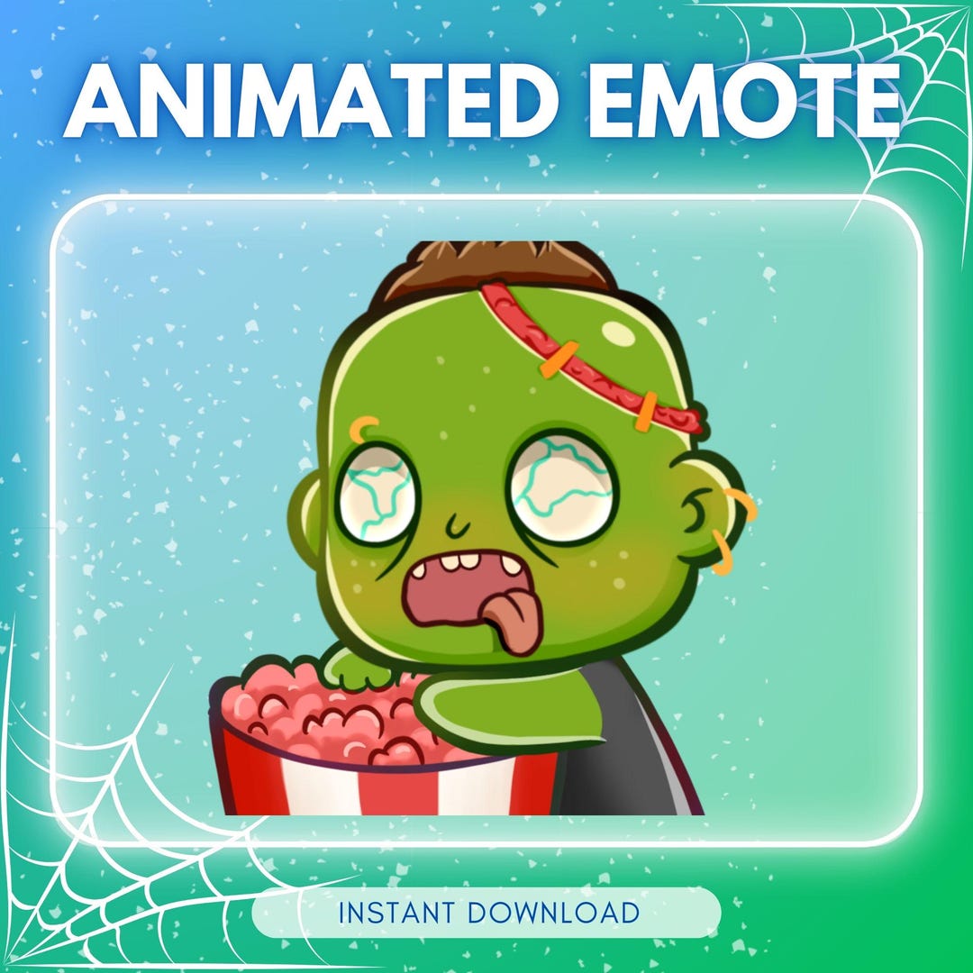 ANIMATED Emote Twitch & Discord - Cute Popcorn Eating Zombie