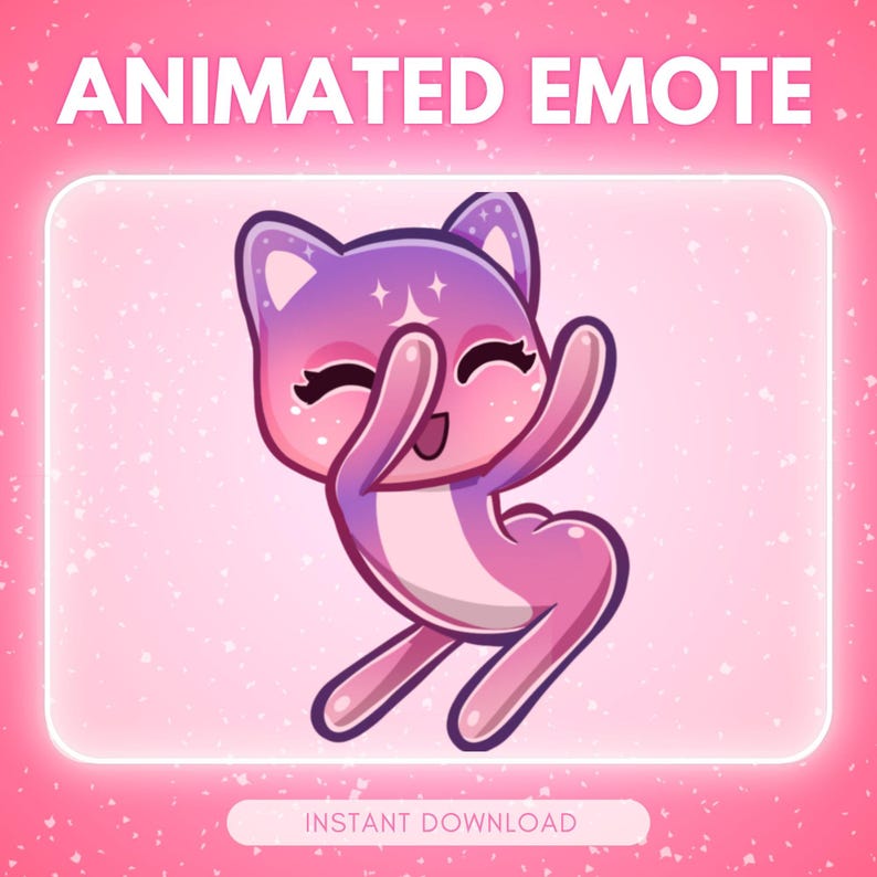 ANIMATED Emote Twitch & Discord - Cute Pink Cosmic Dancing Kitty Cat